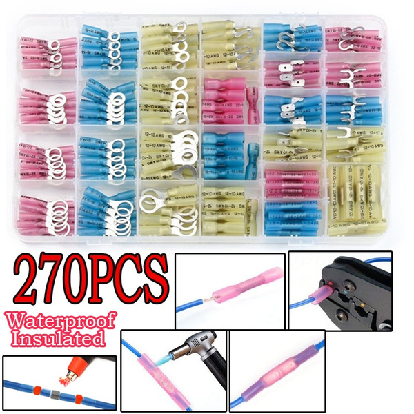 270PCS Spade Butt Terminals Heat Shrink Butt Connectors Insulated ...