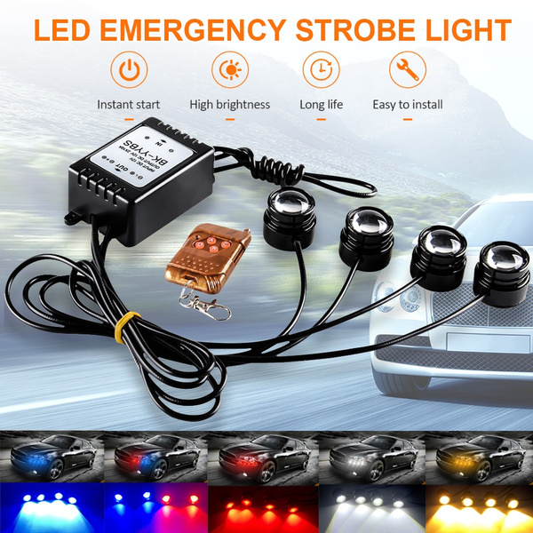 4 in 1 LED Car Drl Eagle Eye Emergency Warning Strobe Light Wireless ...