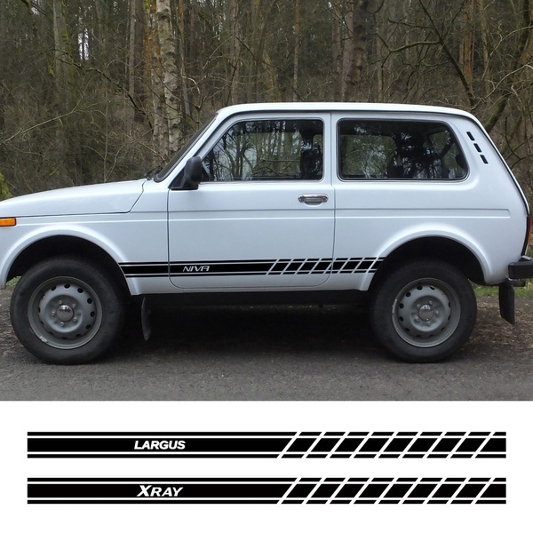 2PCS Auto Sport Decals Car Door Side Skirt Stripes Vinyl Stickers For ...