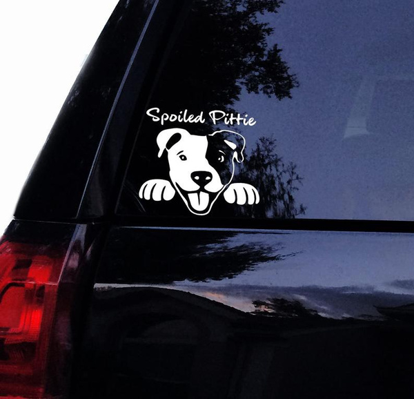 Smiley Spoiled Pitbull Decal Sticker - Spoiled Pittie Pit Bull Pit Mom ...