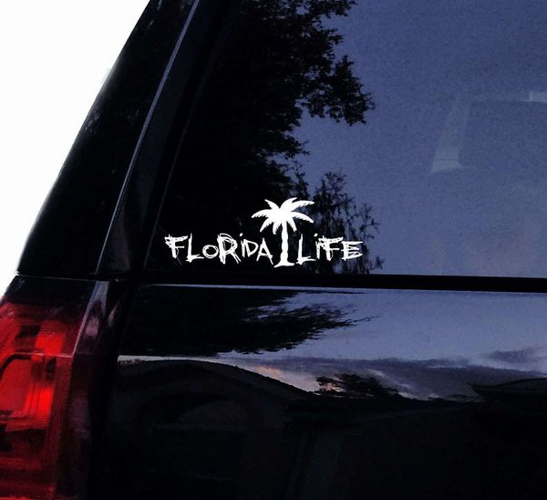 Florida Life w/ Palm Tree Decal - Beach Vinyl Car Decal, Laptop Decal ...