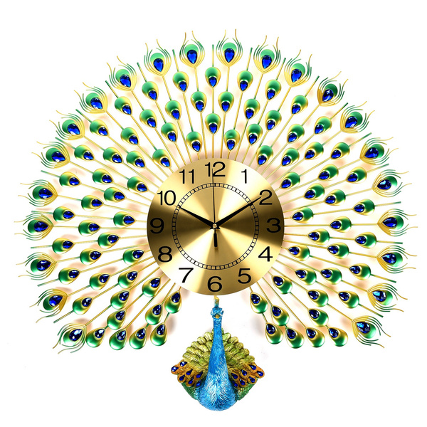 Peacock Wall Clock Living Bed Room Office Hotel Modern Art Design ...