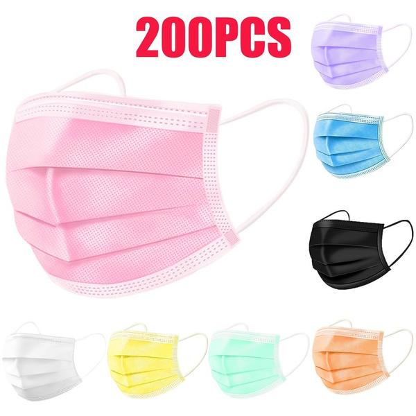 50/100/200 PCS Multicolor Multicolor Disposable Face Masks Three-Layer ...