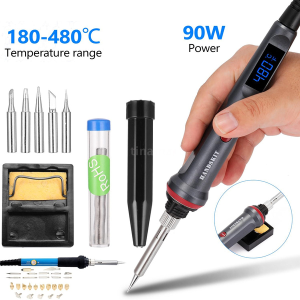 60W/90W LED Digital Soldering Iron Set Adjustable Temperature Electric ...