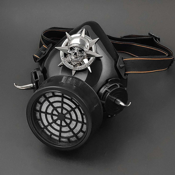 Steampunk Skull Punk Black Gas Mask Men/Women Cosplay Costume ...