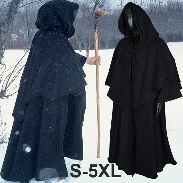 New Fashion Medieval Vintage Unisex Hooded Robe Cloak Monk Robe Cape ...