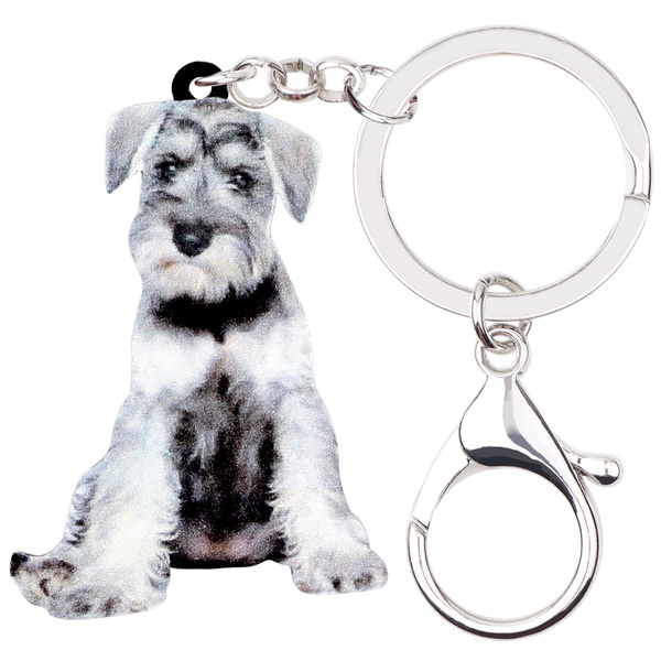 Acrylic Sweet Schnauzer Dog Keychains Key Ring Animal Pets Jewelry ...