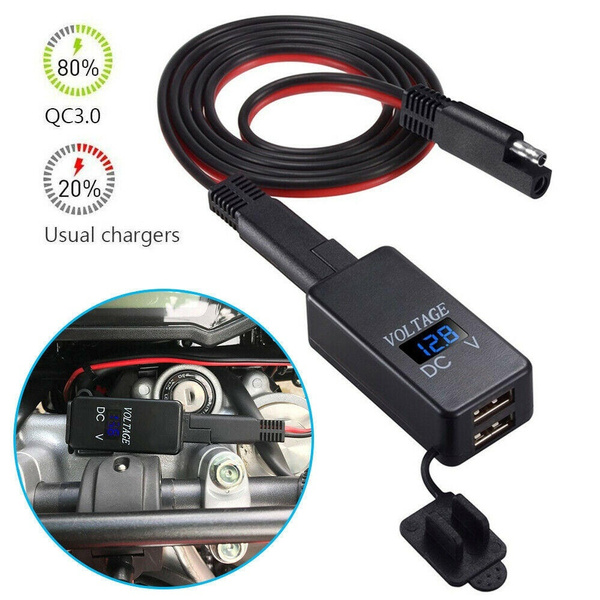 12V SAE To USB Adapter with Voltmeter ON OFF Switch Motorcycle Quick ...