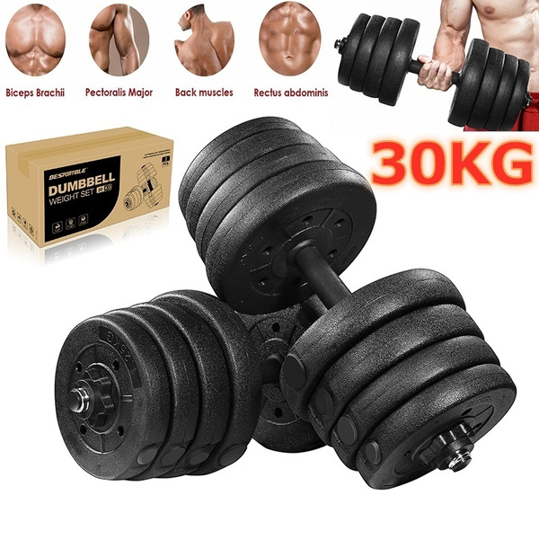 A Pair 30kg Dumbbell Weight Set Adjustable Solid Fitness Dumbbell Set ...