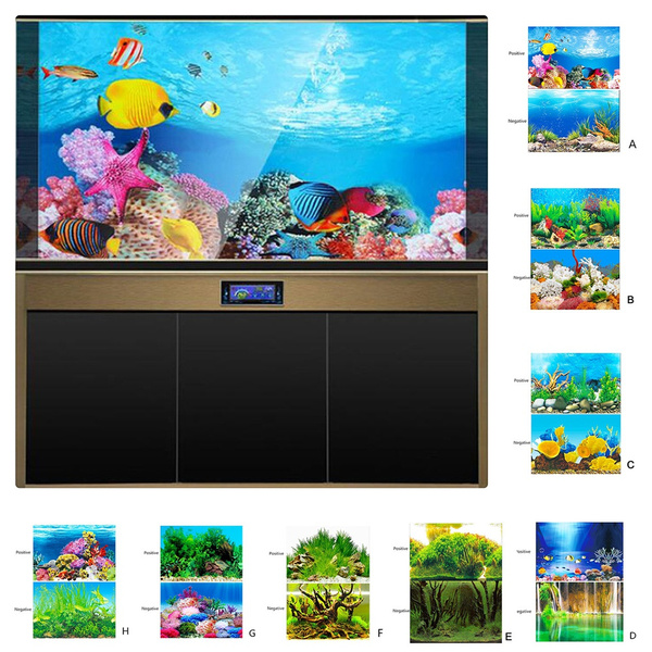 3D Double-Sided Fish Tank Background For Aquarium Decor Landscape ...