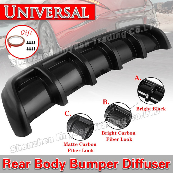Universal Car Rear Bumper Lip Diffuser Splitter Spoiler Shark Fin Style ...