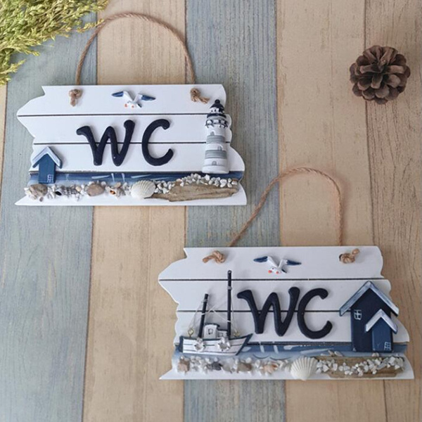 Mediterranean Style Carved WC Doorplate Wooden Door Sign Plaque Hanging ...