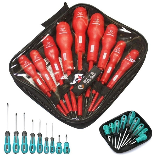 Magnetic insulated handle tool high voltage 1000V screwdriver set ...