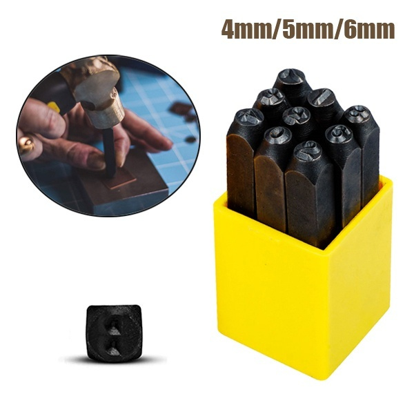 9Pcs Steel Stamp Letter Number Stamp Punch Set 3/4/5mm Hardened Metal ...