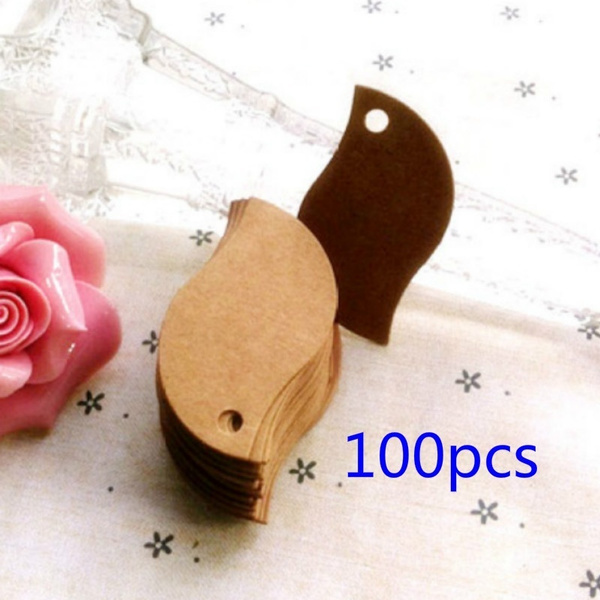 100pcs/lot Leaf Shape Kraft Paper Hanging Tag DIY Gift Packaging ...