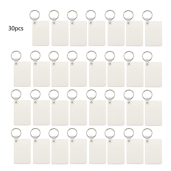 30Pcs Sublimation Heat Transfer Wood Blank Rectangle MDF Keychains ...