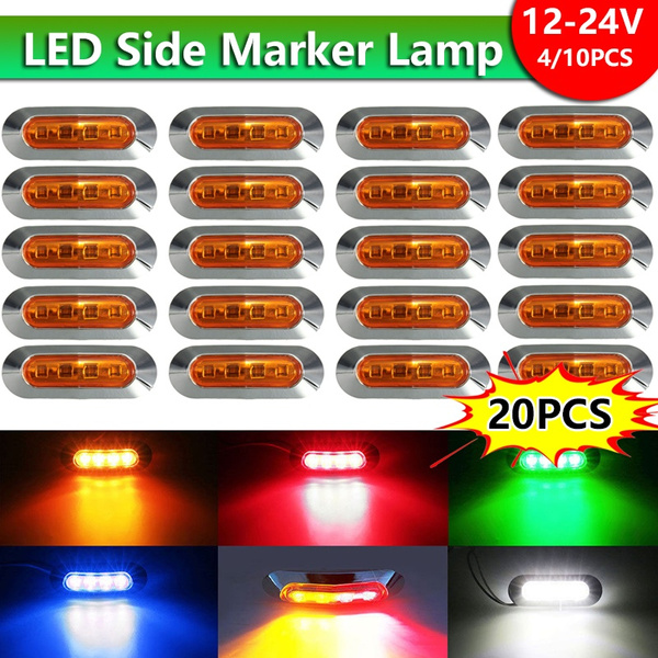 20/10/4PCS 12V-24V 4 LED Side Marker Indicator Lights Lamp Waterproof ...