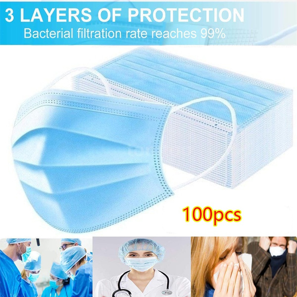 100pcs Disposable Medical Surgical Face Mask 3 Layer Filter Anti Drool ...