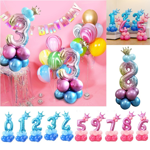 32inch Rainbow Number Foil Balloons Air Balloon Birthday Party ...