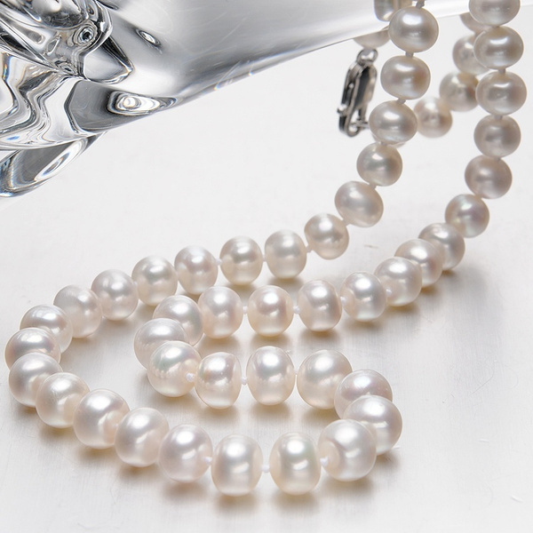 High Quality 8 9mm White Natural Freshwater Cultured Pearl Choker
