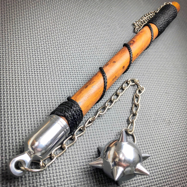 Medieval Spike Ball Battle Mace Hard Wood Bat Middle Ages Weapon Flail ...