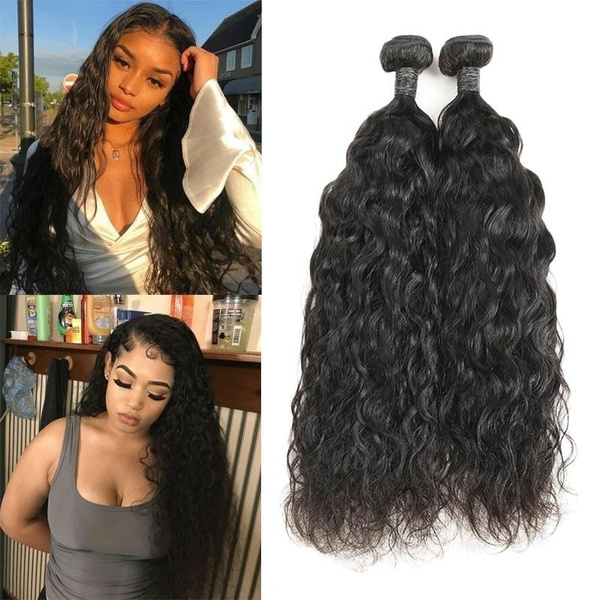 2 Pieces Real Human Hair Brazilian Hair Bundle Natural Wave Hair Weave ...