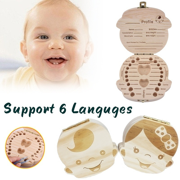 New Keepsake Baby Wooden Tooth Box Organizer Deciduous Teeth Storage ...