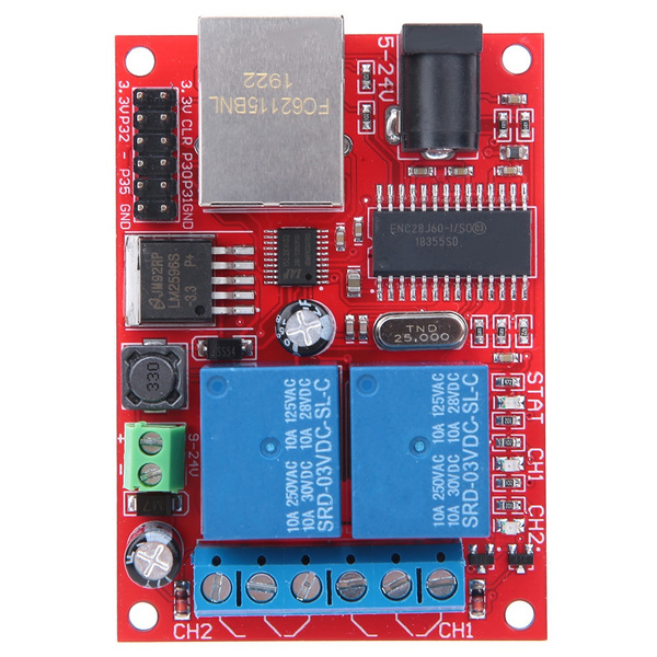 2 Way LAN Ethernet Delay Relay Module TCP UDP Controller Module WEB ...