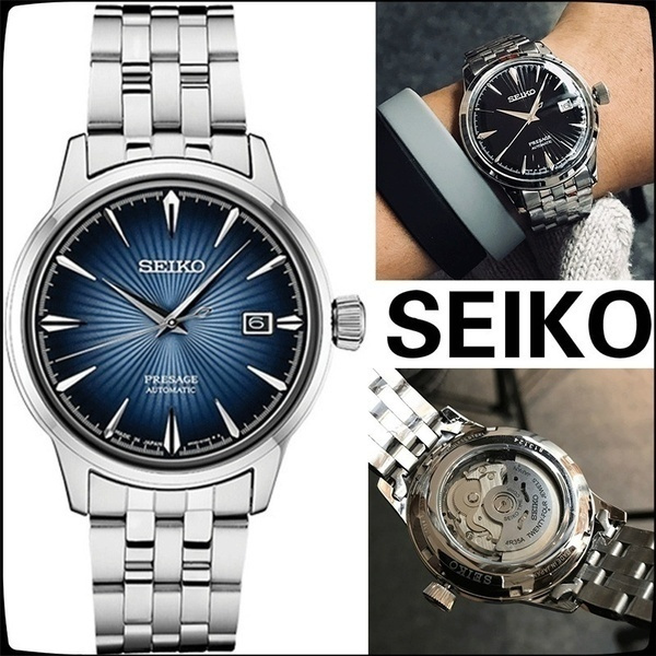 Newest Seiko Presage Men's White&Blue Ion Finish Automatic Date ...