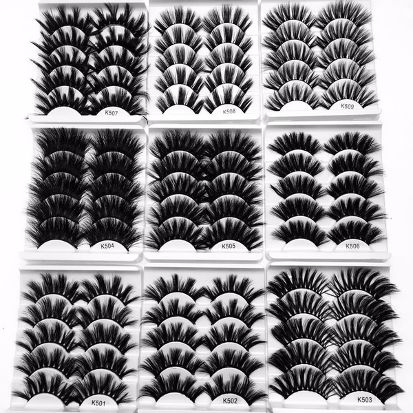 NEW 5 Pairs 3D Mink Hair False Eyelashes Criss-cross Wispy Cross Fluffy ...