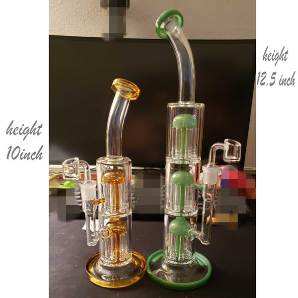 Double tree perc dabber water pipe oil rigs bubbler dabbing pipes 14mm ...
