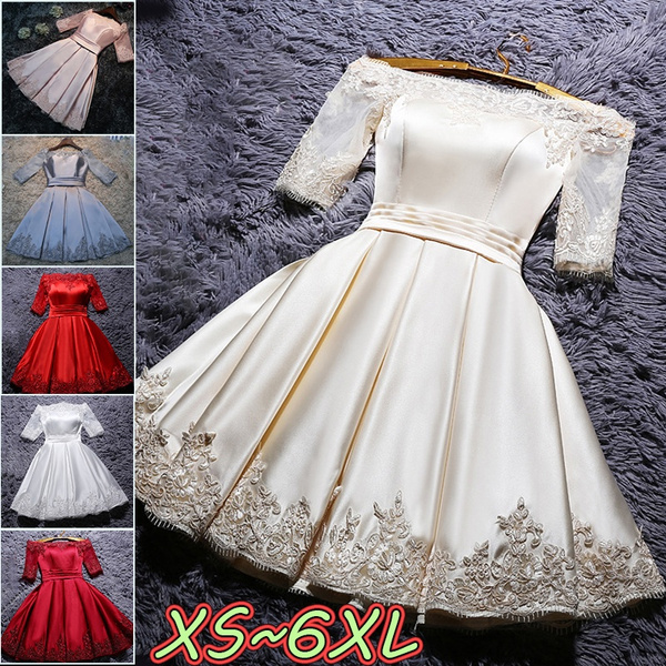 Short 2020 Color Prom Dresses Elegant Party Satin Half Sleeve Gown | Wish