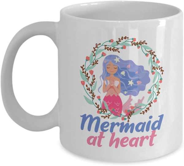 Mermaid Mug - Mermaid At Heart - Aquatic Creature Fish Merman Merfolk ...