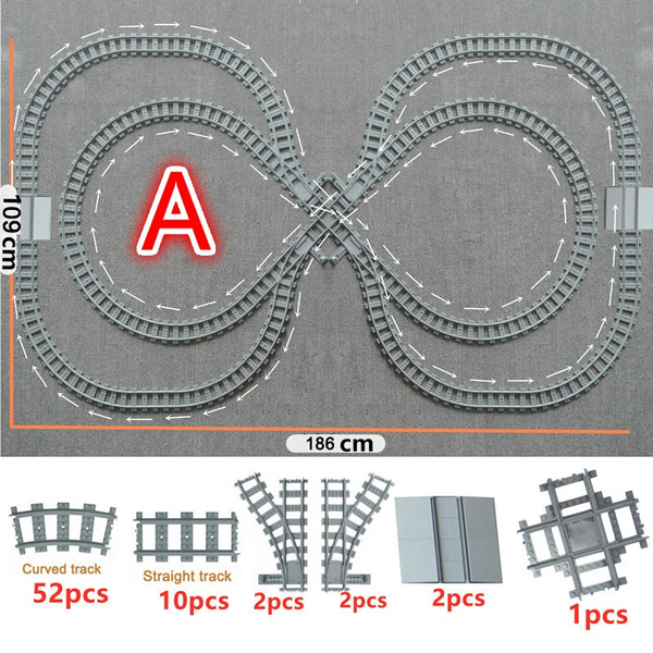 Building Blocks Train Tracks City trein 4519 Cross Track Straight ...