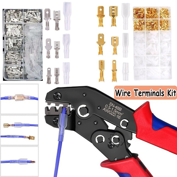 600PCS Wire Terminals and SN-48B Clamp Pliers Tool Set Wire Terminals ...