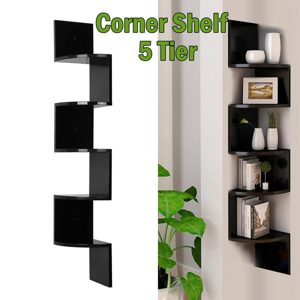 20x20x120cm 5 Tier Wall Rack Corner Hanger Decoration Rack White ...