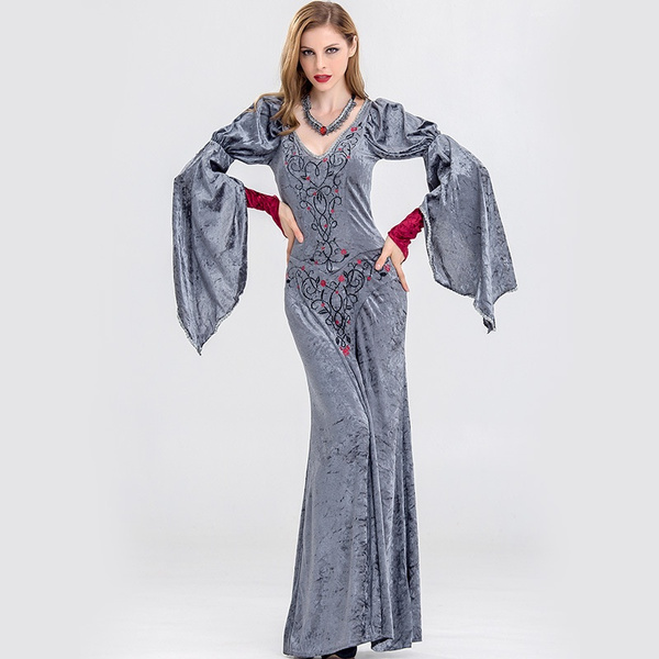 Adult Lady Medieval Horror Evil Priestess Pagan Witch Costume Long Gown ...