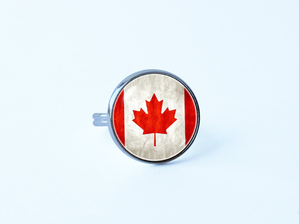 Canadian flag ring Maple leaf ring Patriotic jewelry National symbolic Canada jewelry Women ring ...