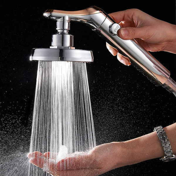 360 Degree Supercharged Rotary Adjustment Shower Head One Button Stop ...