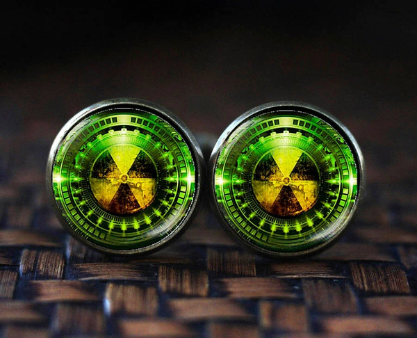 Radiation Hazard Symbol cufflinks, Radioactive sign, Chemistry ...