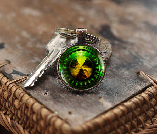 Radiation Hazard Symbol Keychain, Radioactive Chemistry Keychain ...