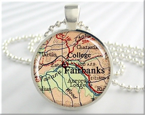 Fairbanks Map Necklace, Resin Charm, Fairbanks Alaska Map Jewelry ...
