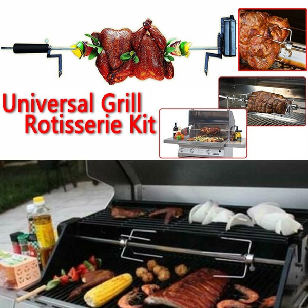 2020 New Universal Grill Rotisserie Kit Complete BBQ Kit with Spit Rod ...
