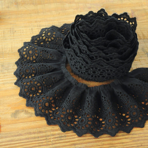 2 Meter/lot 8.5cm Wide Hollow Out Cotton Lace Ribbons Embroidered Black ...