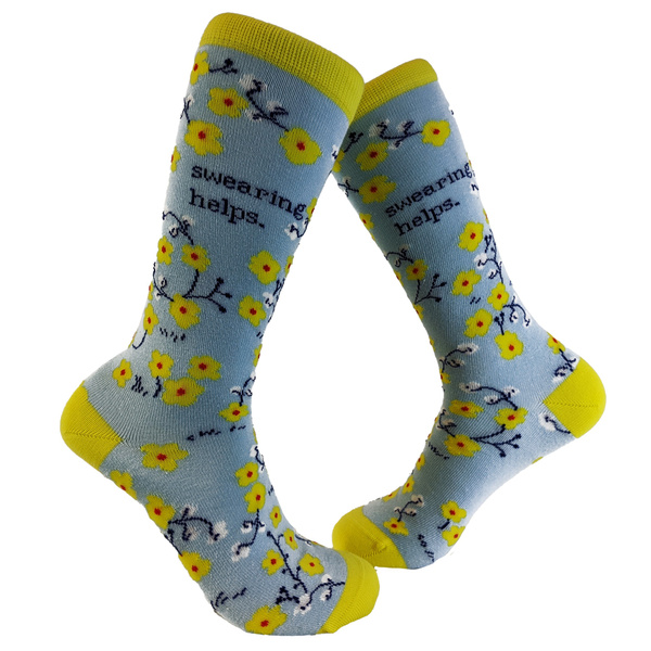 Women's Swearing Helps Socks Funny Curse Word Naughty Sarcastic Flowers ...