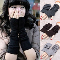 Women's Prevalent Knitted Arm Fingerless Long Mitten Wrist Warm Winter ...