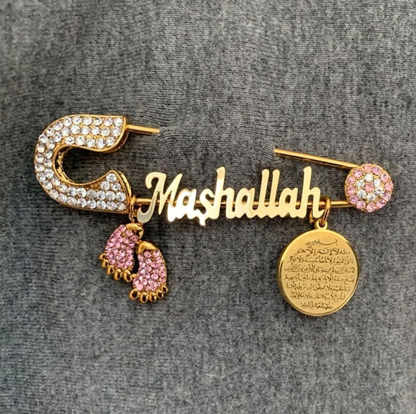 Koran AYATUL KURSI Mashallah Turkish Evil Eye Stainless Steel Brooch ...