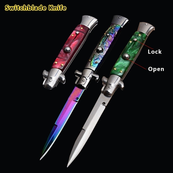 OTF Swithblade AUTO Spring Knife Colorful Titanium Dragon Design ...