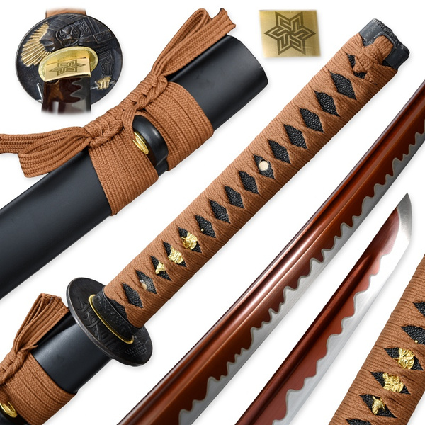 Real hand-forged katana, full Tang, T10 steel, katana, Japanese ninja ...