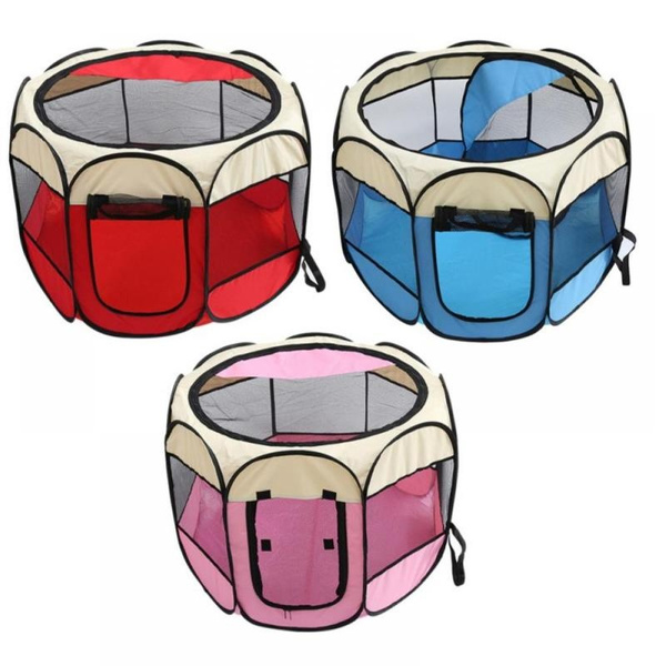 Portable Folding Pet Tent Dog House Cage Dog Octagon Fence Playpen ...